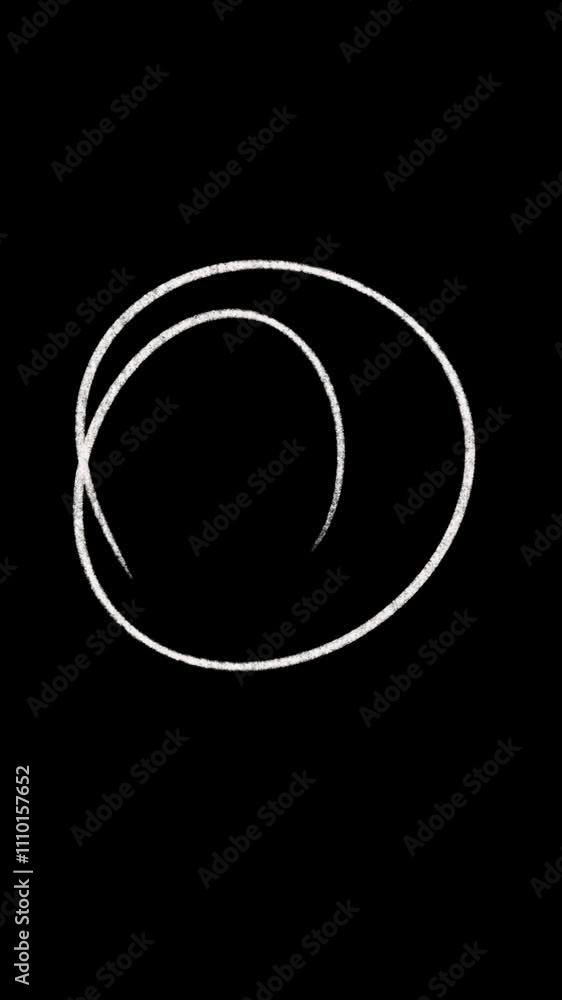 Thin white hand-drawn circle on a black background, featuring an ...