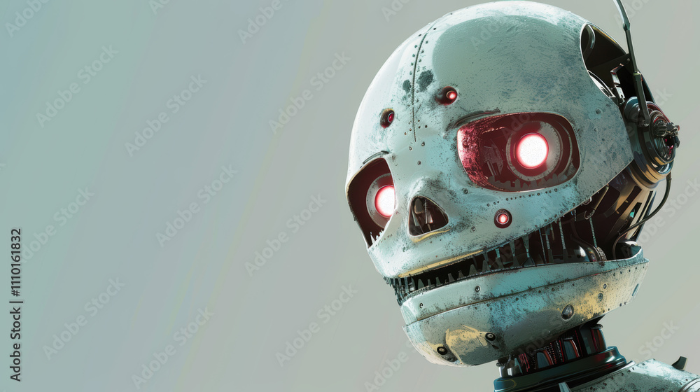 Wicked robot with a twisted sense of humor, copy space Stock Photo ...