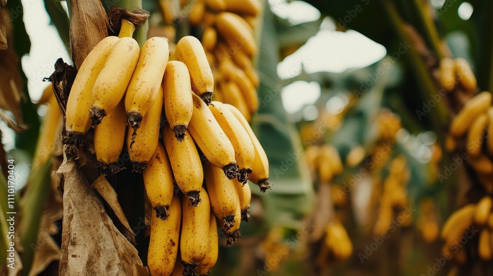 Healthy Musaceae Bananas Musa paradisiaca Growing in Lush Tropical ...