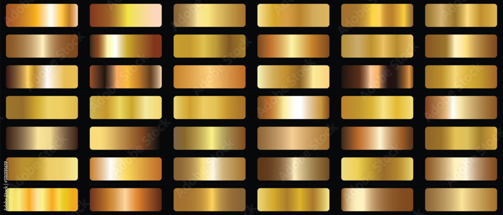 Gold foil texture background set. Vector golden, copper, brass and ...