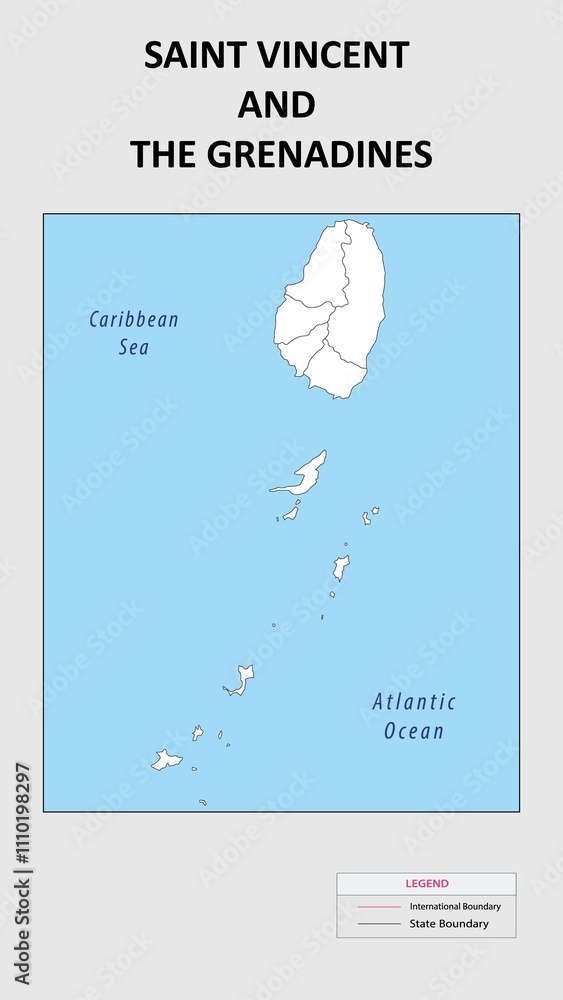 Saint Vincent and the Grenadines Map. Political map of Saint Vincent ...