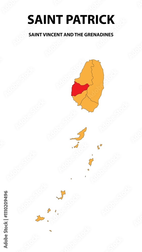 Saint Patrick Map is highlighted on the Saint Vincent and the ...