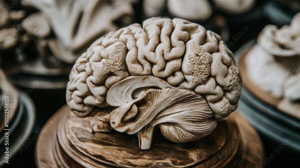 Close-up of human brain showing plaques. Understanding the complexities ...