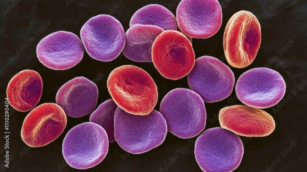 Human lymphocytes photomicrograph showing detailed structure and ...