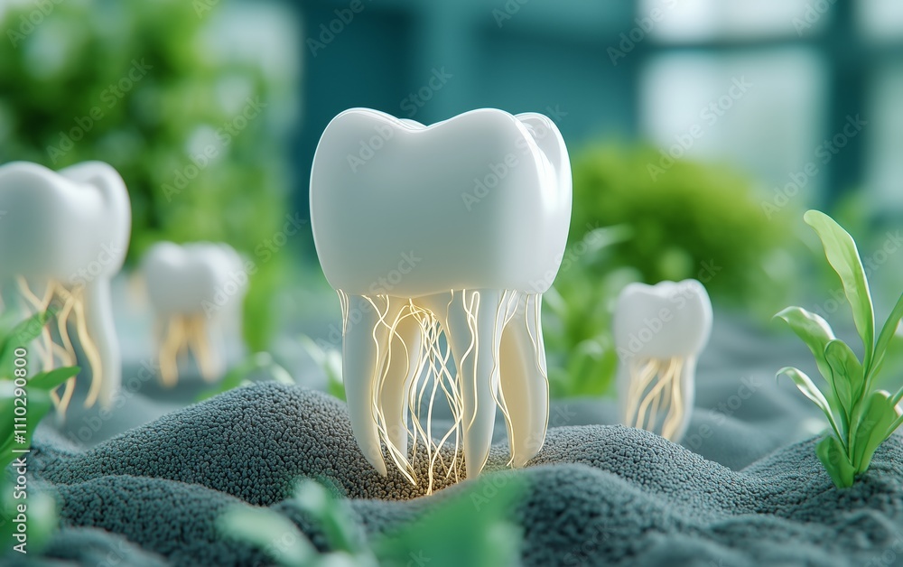 A breathtaking visualization of a tooth's intricate anatomy nestled ...