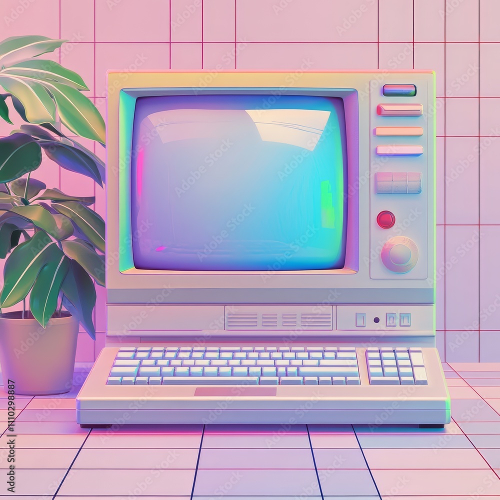 Vintage aesthetic computer desktop page with popup boxes. Vaporwave browser and dialog windows ...