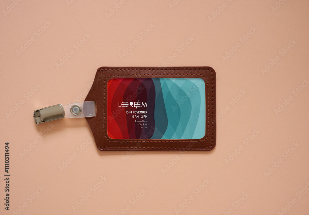 Access Pass With Clear ID Holder on a Plain Background. PSD Mockup ...