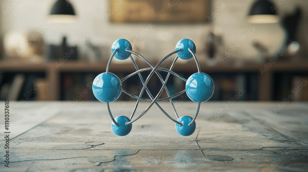 Atomic Number and Chemical Bonding. A 3D molecular model featuring blue ...