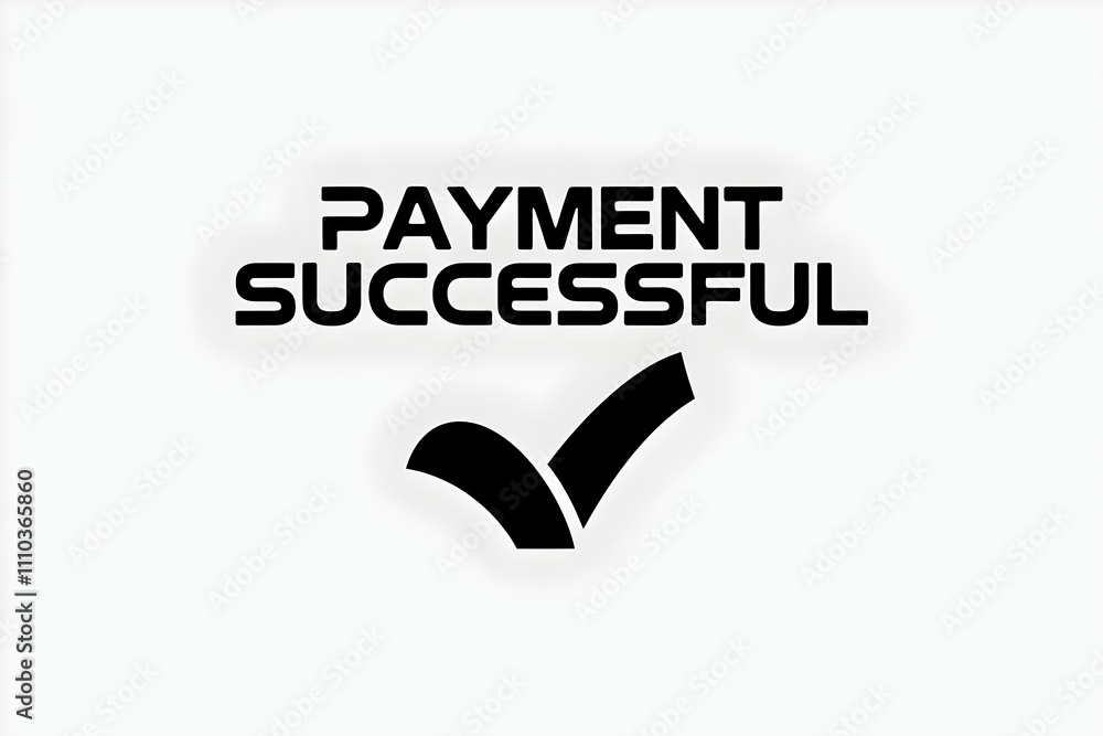 black checkmark icon with Payment Successful text in black bold font on ...