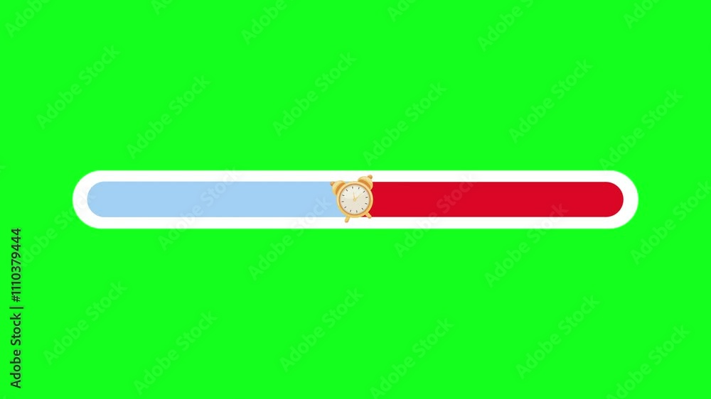 Animation of beautiful Progress Loading Bar moving with alarm clock ...