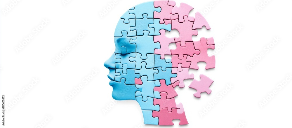 A human head profile and a jigsaw puzzle are used in the image to ...