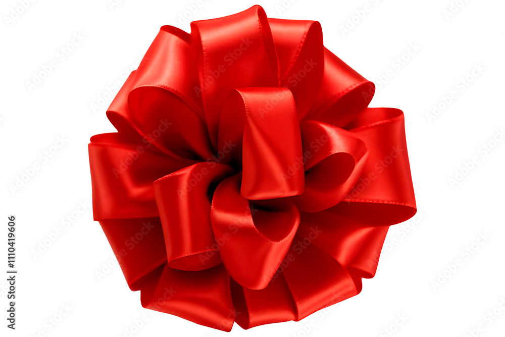 Shiny red big ribbon bow overlay template isolated on white background ...