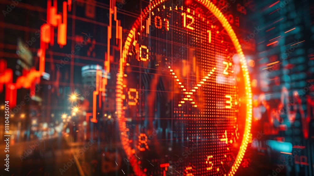 A digital clock that shows an economic urgency on a negative day as it ...