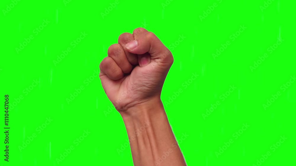 Fist Up Hand Gesture on Green Screen Background in 4K. Stock Video ...