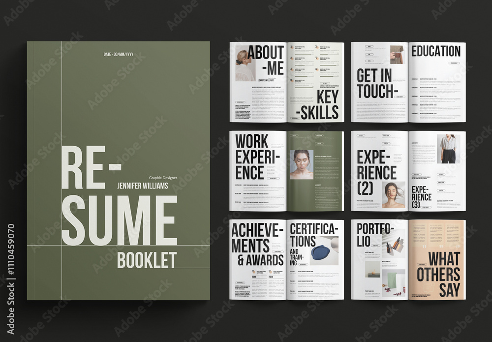 Resume Booklet Template CV Design Layout Stock Template | Adobe Stock