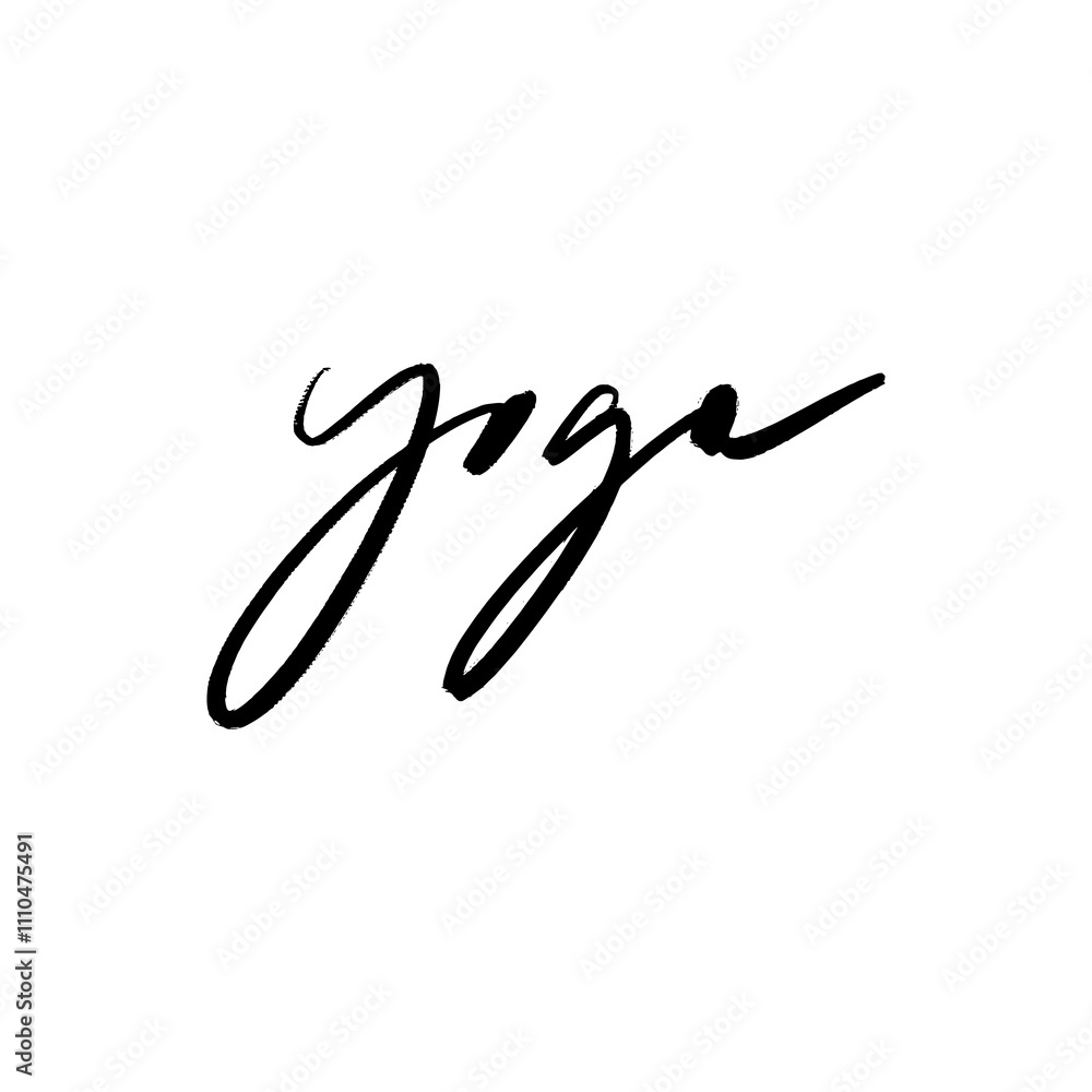 Black grunge yoga font lettering calligraphy brush hand drawn symbol ...