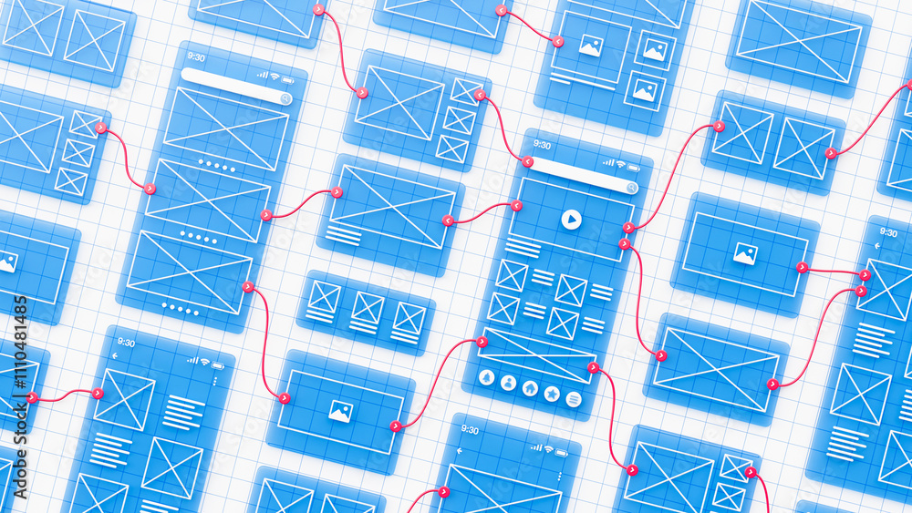 UX UI flowchart connection node graphic designer creative planning ...