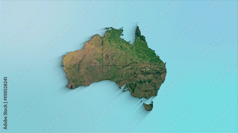 Australia animated map showing states forming the country with a ...