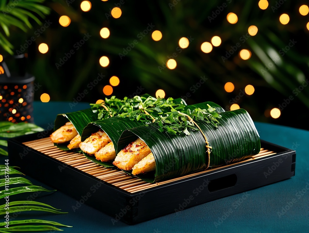 Laotian mok pa, steamed fish wrapped in banana leaves with herbs ...