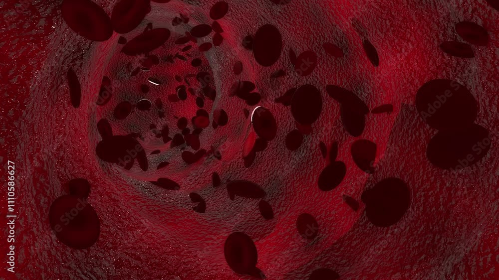 Blood Cells Flowing Inside Realistic Blood Vessel Seamless Close-up ...