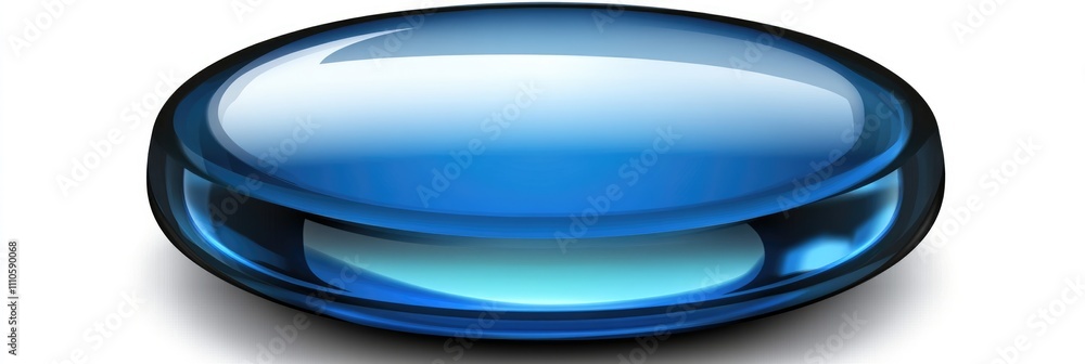 Glossy Blue Pill Button: Shiny Round Graphic Element for User Interface ...