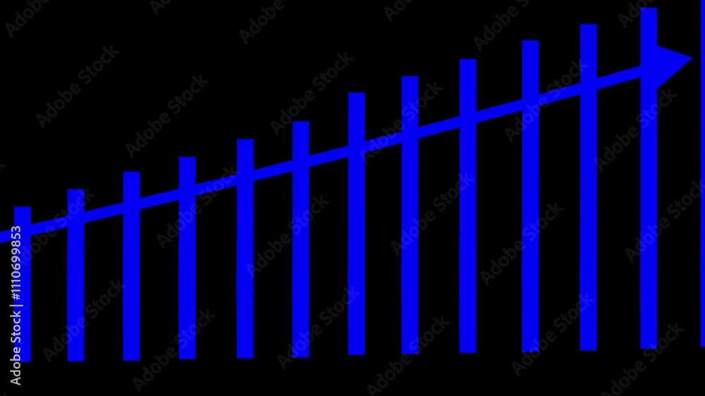 Animated financial growth chart with trend line.Animated growing arrow ...