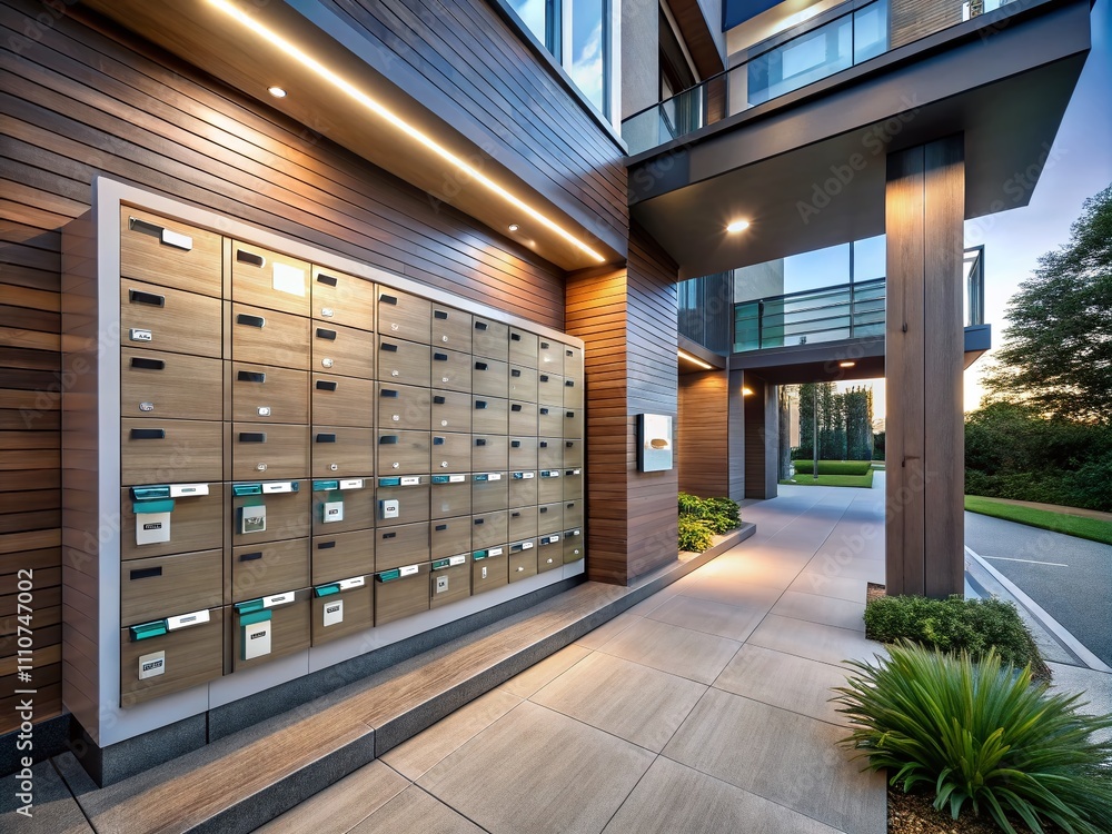 Modern Architectural Photography of Apartment Building Mailbox System ...