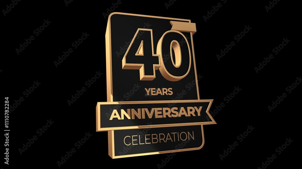 40 years, 40th anniversary logo, loop, looped video in 3D Gold with ...