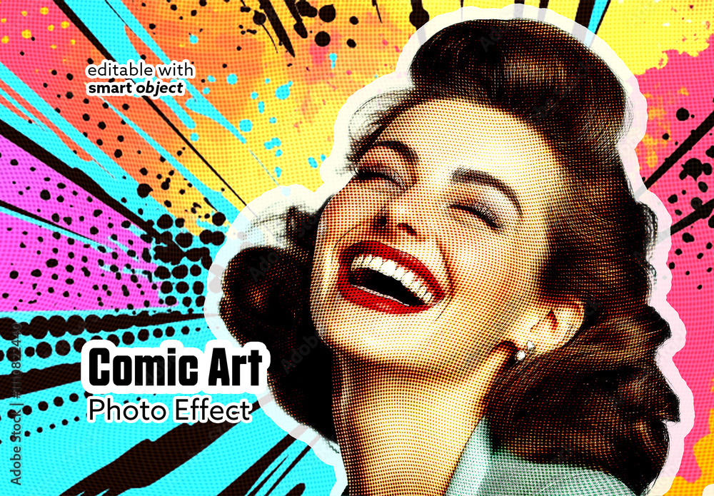 Comic Art Photo Effect Stock Template | Adobe Stock