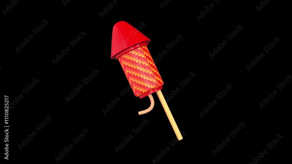 Rocket Firecracker Rotating on a Transparent Background. Seamless Loop ...