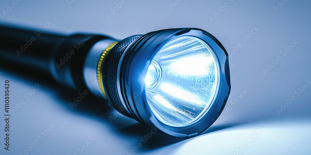 Background Featuring a White LED Flashlight, Enhanced by AI Design ...