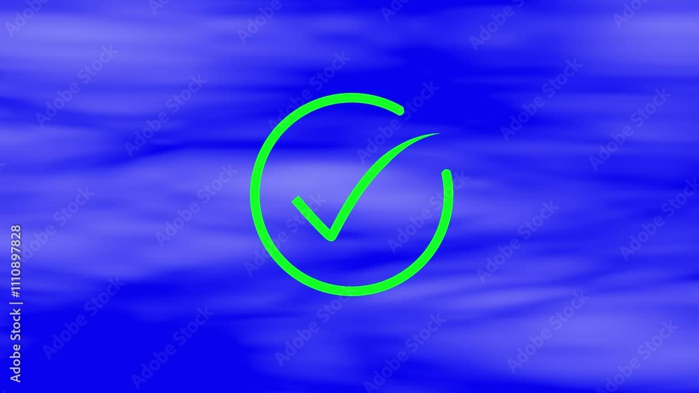 Abstract tick mark icon animation .Neon tick mark icon glowing green ...