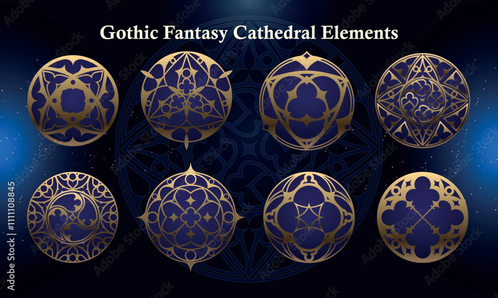 Set of Gothic Fantasy Elements for user interface, poster, video ...