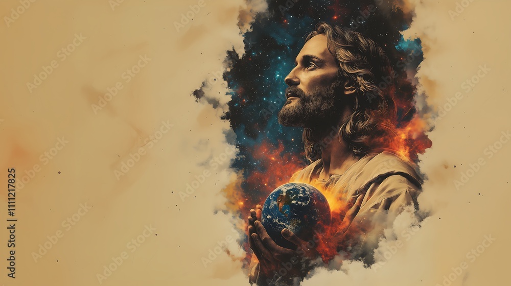 Jesus the king of the universe interceding for humanity. Jesus orando ...