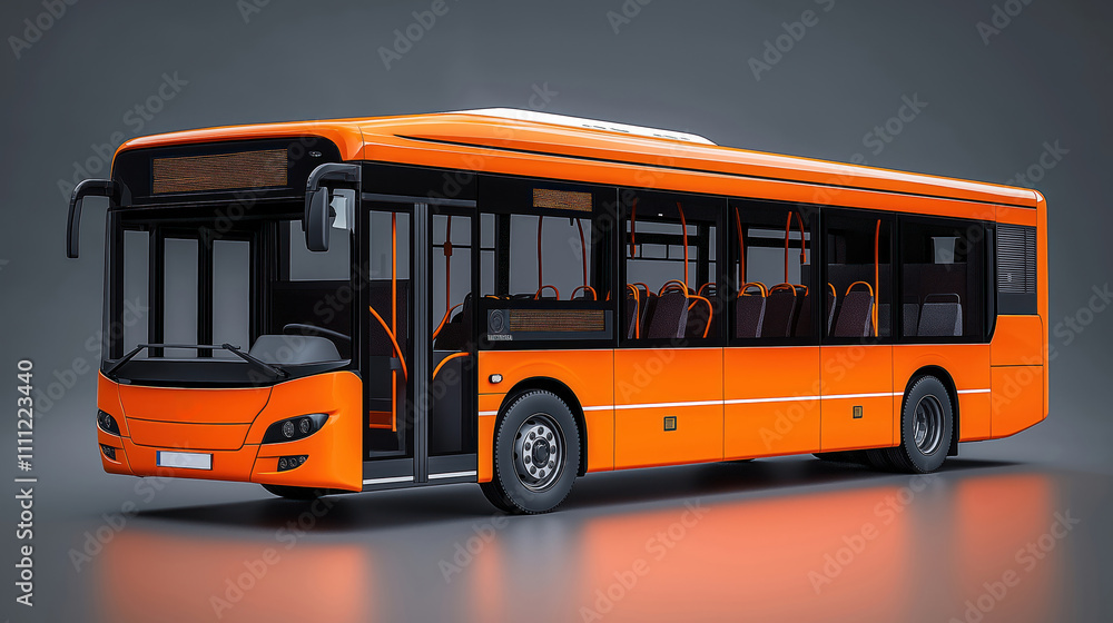Orange urban bus for public transport. Modern bus design. Isolated on ...