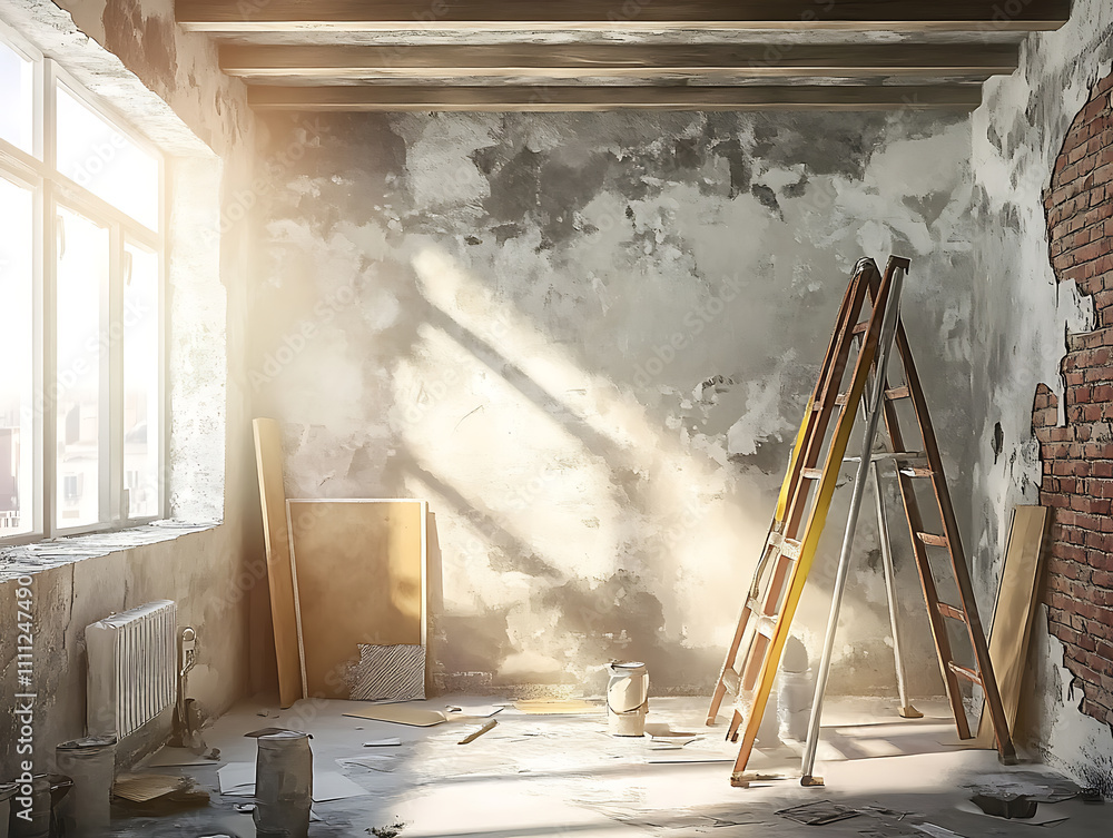 Concept of home refurbishment, showing the transformation and ...