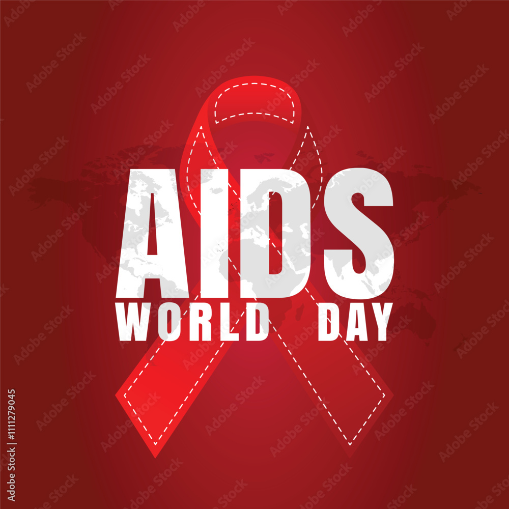 World AIDS Day campaign, December. Red Ribbon Sign. Awareness of the ...