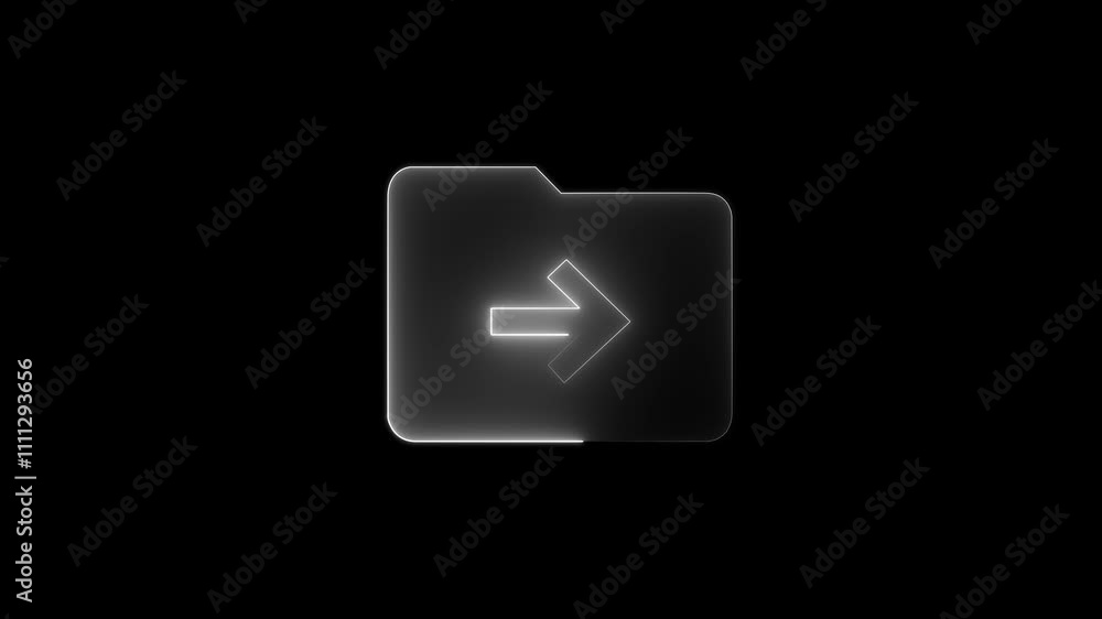 Digital folder icon concept neon glowing mobile device folder icon ...