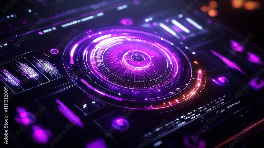 Hyper-realistic 3D game interface with metallic buttons, smooth ...