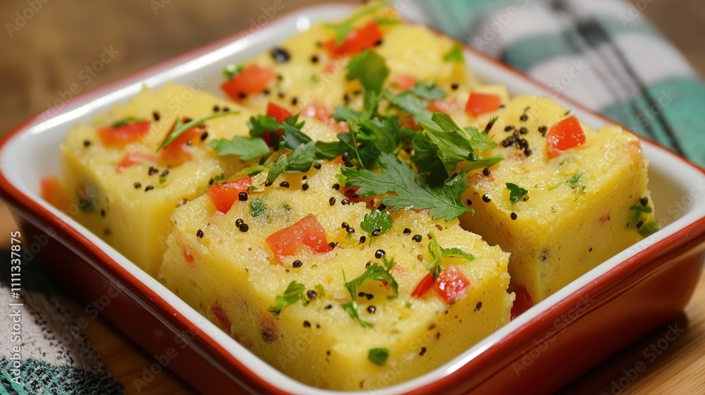 Italian mayonnaise drizzled over soft and spongy dhokla, a popular ...