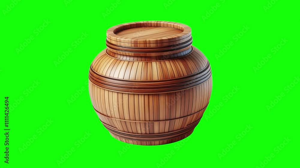 Realistic wooden jar green screen animation motion graphic in 4K high ...