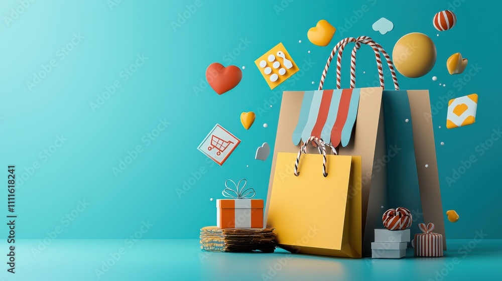 Showcasing sharp glowing digital icons of online retail a visual ...