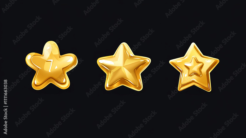Set of stars, game score elements from empty to full rows. Ui or gui ...