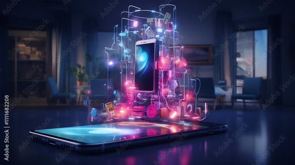 Sleek and modern mobile device with a seamless e commerce interface ...