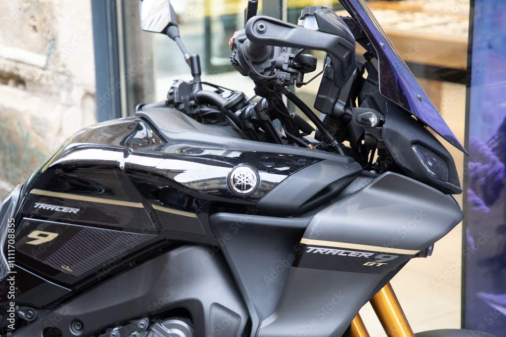 yamaha MT09 tracer 9 gt motorcycle logo sign and brand text on petrol ...