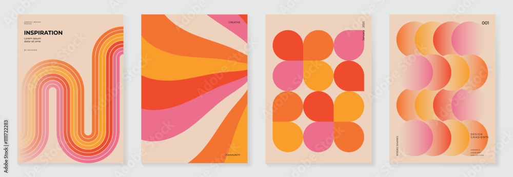 Photo & Art Print Collection of 70s color gradient poster background ...