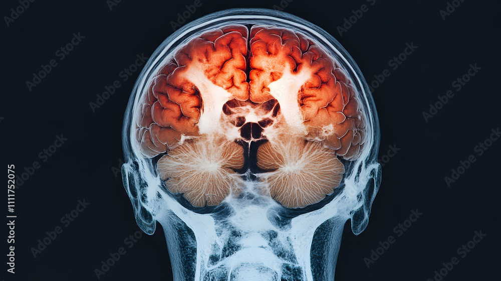Digital cross section of brain showing intricate details and structures ...