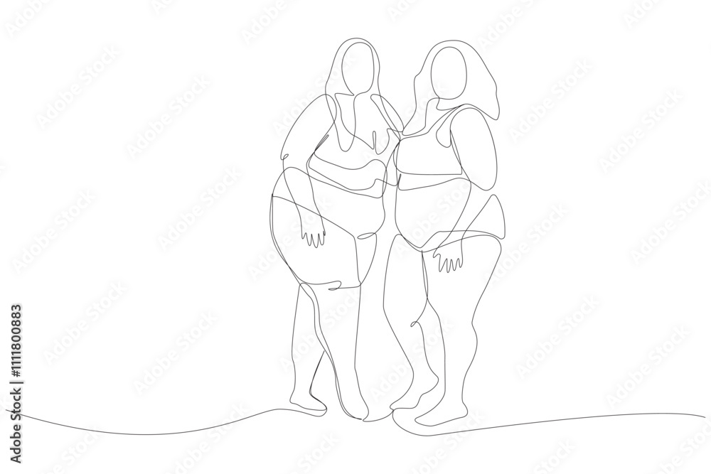Body positive art. Two beautiful womens. curvaceous woman body ...