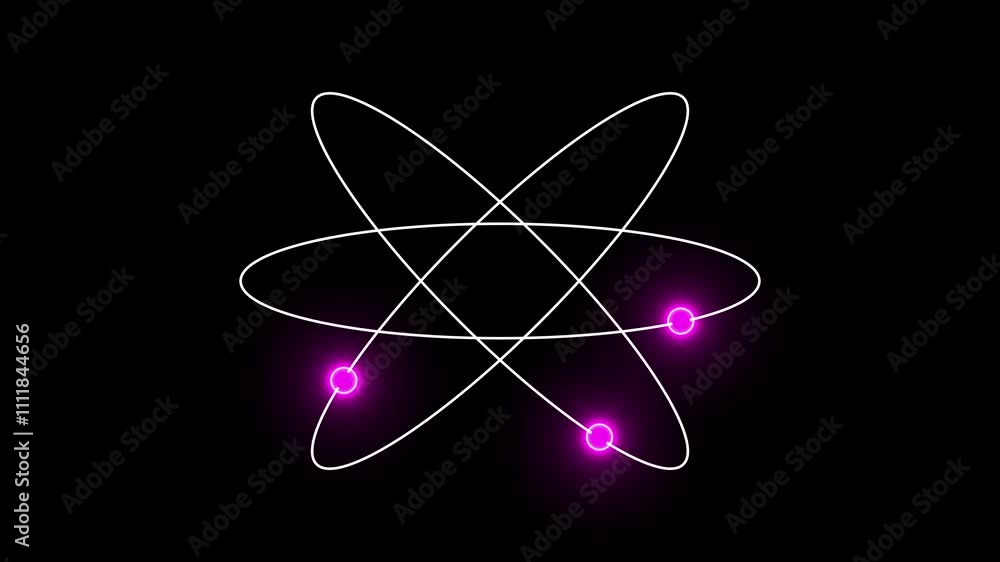 Atom icon in flat design. Atomic structure. atom symbol with ...