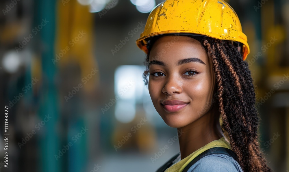 Young mixed race black african american female construction builder ...